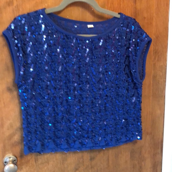 Tops | Royal Blue Sequined Top Perfect For Holidays | Poshmark